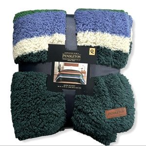 Pendleton | Bedding | Pendleton Evergreen Stripe Sherpa Blanket | Poshmark